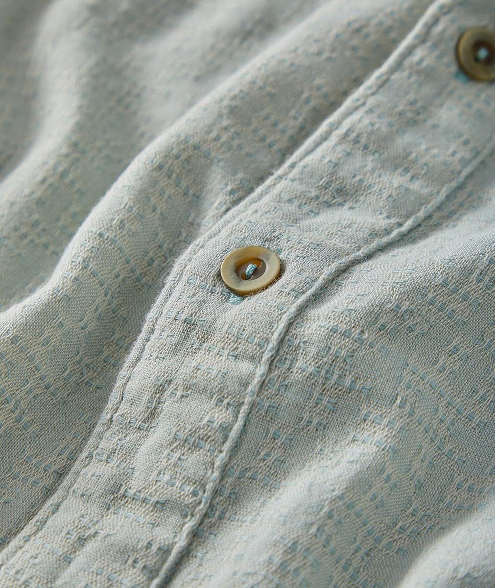Men's Short Sleeve Subtle Double Cloth Shirt | Carbon2Cobalt