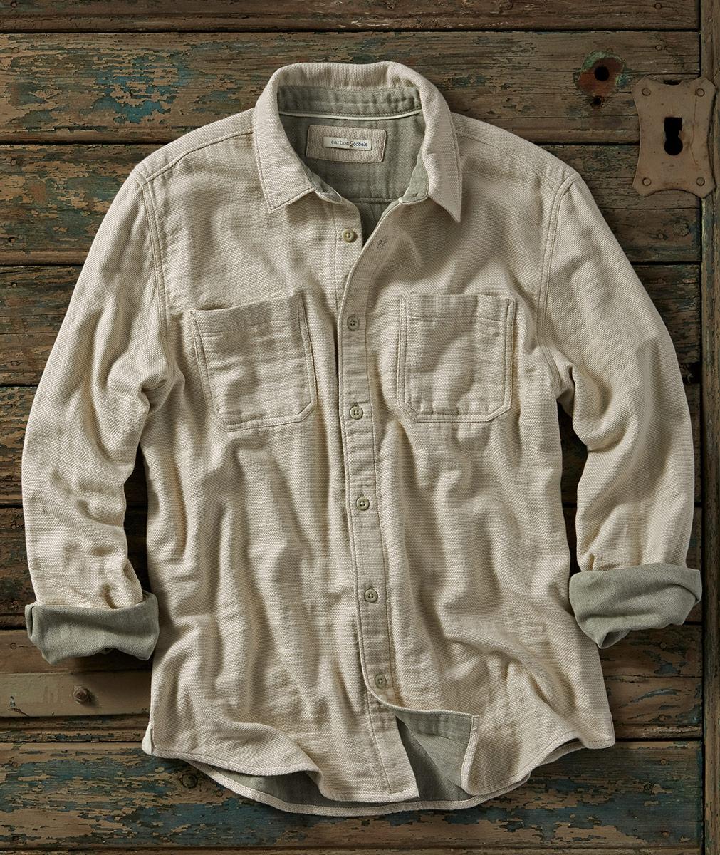 Men's Double Lager Cotton Hopsack Shirt | Carbon2Cobalt