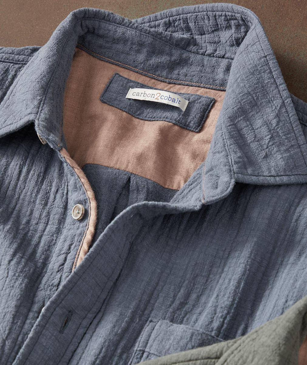 Men's Topography Textured Button Up | Carbon2Cobalt