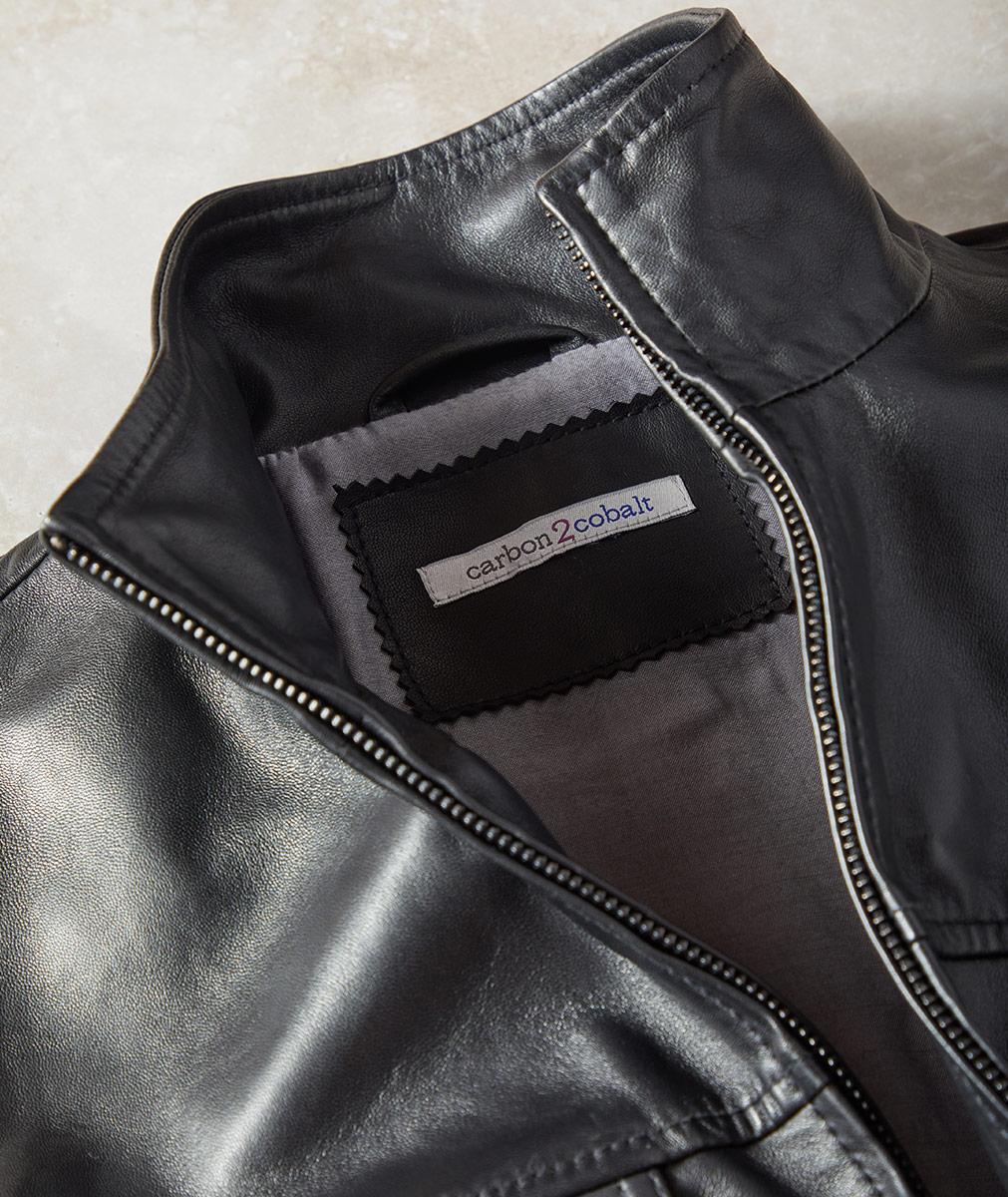 Women’s Retreat Leather Moto Jacket | Carbon2Cobalt