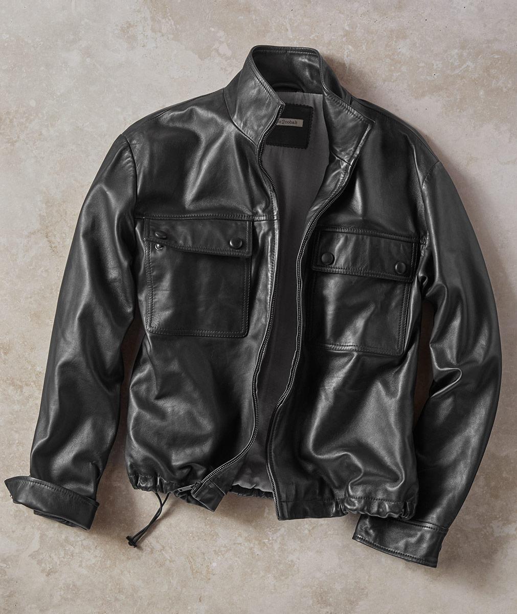 Women’s Retreat Leather Moto Jacket | Carbon2Cobalt