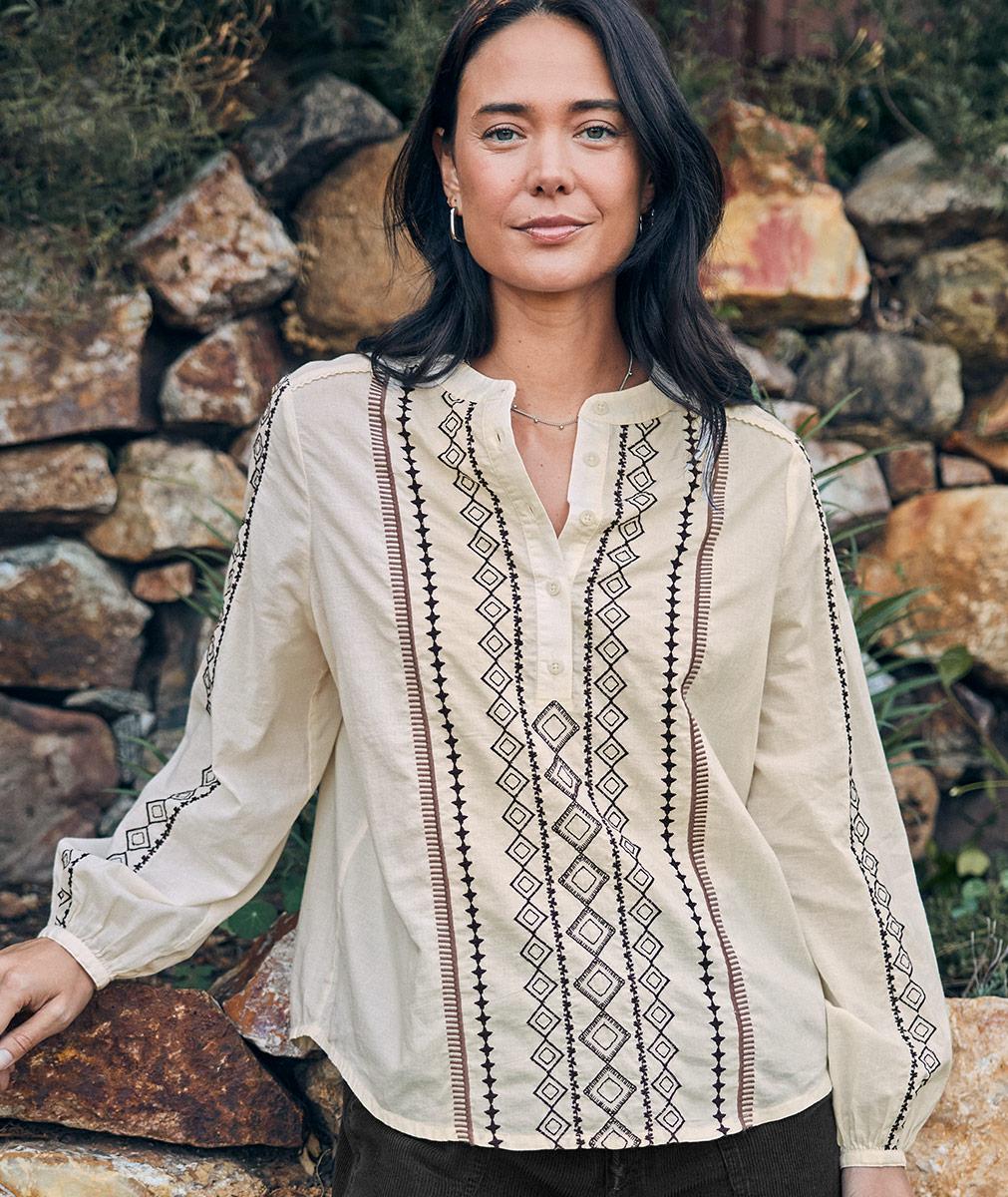 Women's Folklore Folkloric Cotton Blouse | Carbon2Cobalt