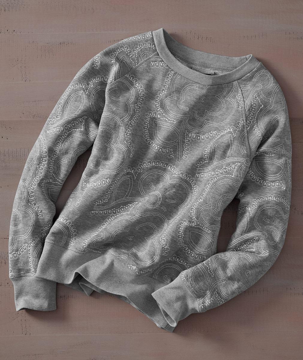 Women's Flowering Embroidered Sweatshirt | Carbon2Cobalt